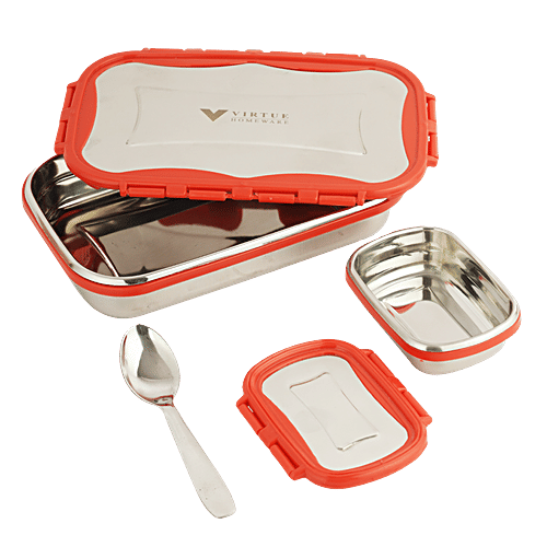 Buy Virtue Signature Stainless Steel Lunch Box Jumbo With Spoon - Red ...