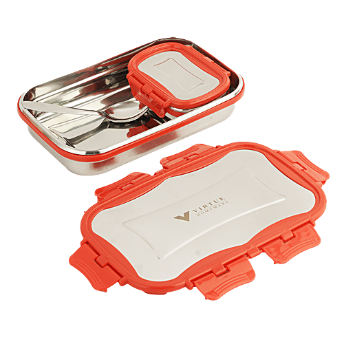 Buy Virtue Signature Stainless Steel Lunch Box Jumbo With Spoon - Red ...