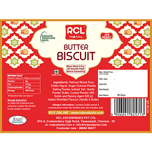Buy RCL Butter Biscuits - Eggless & Yeastless, Microwave For 30 Seconds ...
