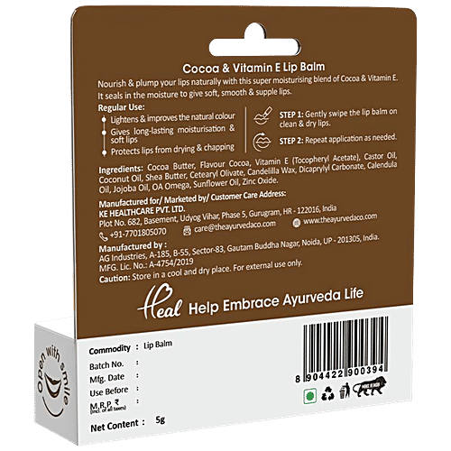 Buy TAC - The Ayurveda Co. Nourishing Lip Balm With Cocoa & Vitamin E ...