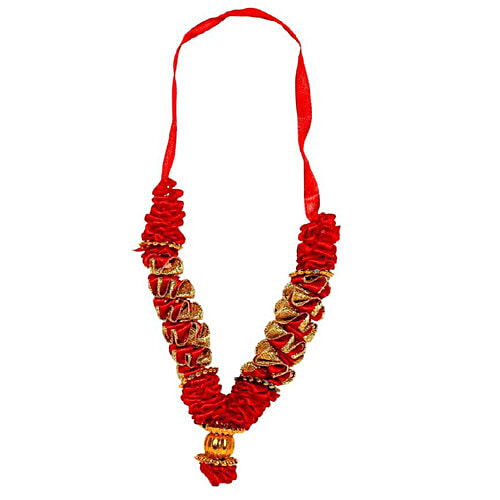 Buy CS Flower Garland/Phool Mala - For Pooja/Weddings/Ceremonies, Red ...