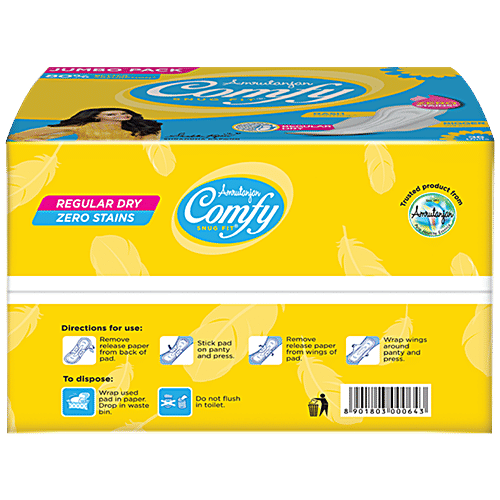 Buy Amrutanjan Comfy Snug Fit Sanitary Pads - Regular Dry, Jumbo Pack ...
