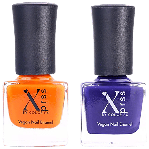 Buy Color Fx Xprss Vegan Nail Enamels - Orange & Eggplant Purple Online ...