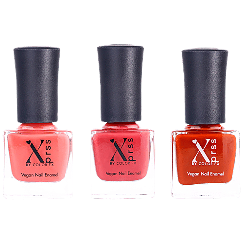 Buy Color Fx Xprss Vegan Nail Enamels - Rust, Coral & Strawberry Pink ...