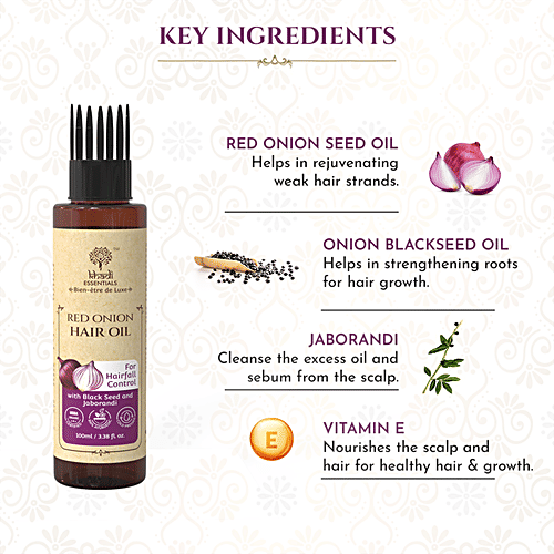 Buy Khadi Essentials Red Onion Hair Oil - With Black Seed & Jaborandi ...