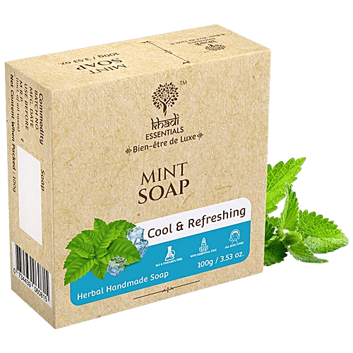 Buy Khadi Essentials Mint Herbal Handmade Soap - For Cool & Refreshing ...