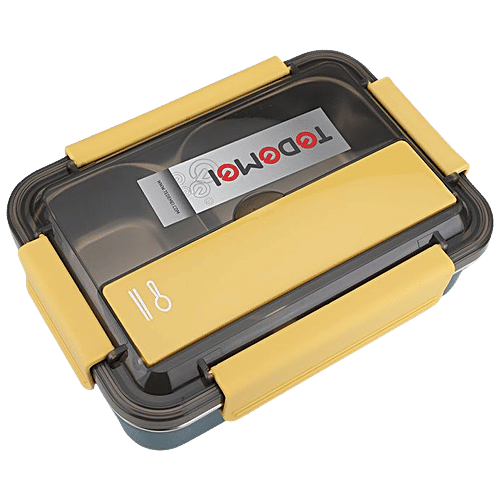 Buy Tedemei Lunch Box 2 Compartment - Yellow, Blue & Brown Colour ...