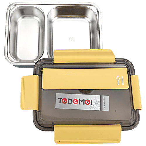 Buy Tedemei Lunch Box 2 Compartment - Yellow, Blue & Brown Colour ...