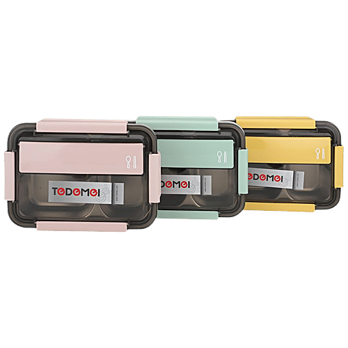 Buy Tedemei Lunch Box 2 Compartment - Yellow, Blue & Brown Colour ...