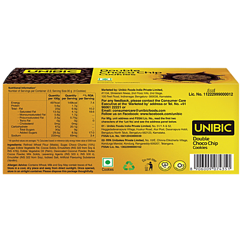 Buy UNIBIC Double Choco Chip Cookies Online at Best Price of Rs 40 ...