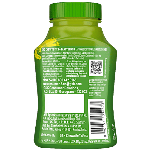 Buy Eno Gentle & Effective Chewable Antacid Tablet - Tangy Lemon ...