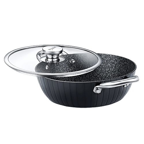 Buy Prestige Durastone Hard Anodised 6 Layer Non-Stick Kadai - With Glass Lid, 24 cm, Black ...