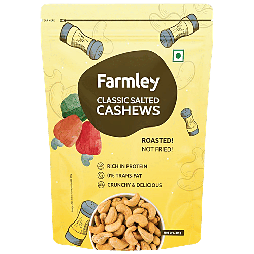 Buy Farmley Classic Salted Roasted Cashews Kaju Snacks - Rich In ...