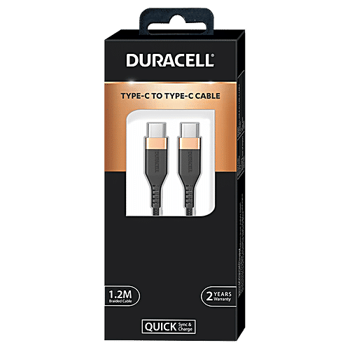 Buy Duracell Type C To Type C 5A 100W Braided Sync Fast Charge Cable ...