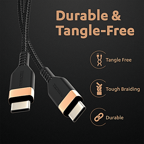 Buy Duracell Type C To Type C 5A 100W Braided Sync Fast Charge Cable ...