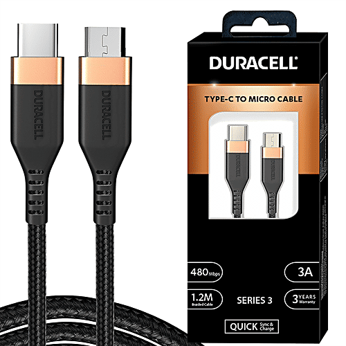 Buy Duracell Type C To Micro USB Braided Fast Charging Cable & Data ...