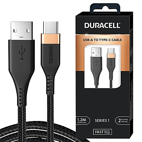 Buy Duracell Type A to Type C 3A Braided Fast Charging Cable & Data ...