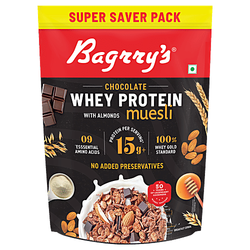 Buy Bagrrys Chocolate Whey Protein Muesli - With Almonds Online at Best ...