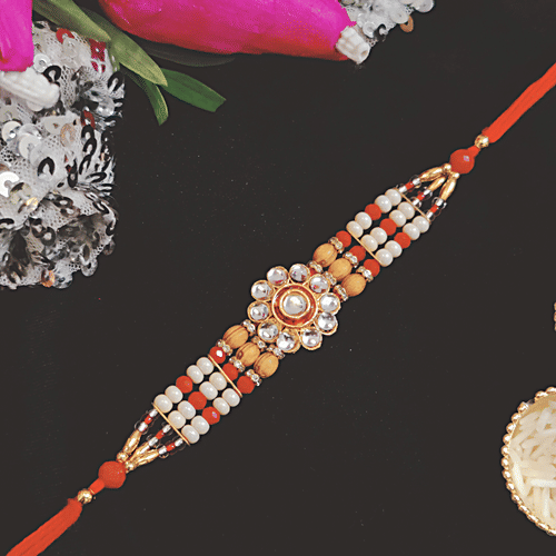 Buy House of Festivals Kundan Work Triple String Bracelet Rakhi ...