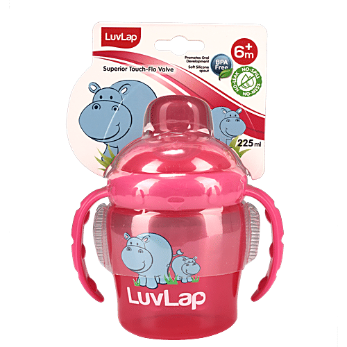 Buy LuvLap Hippo Spout Plastic Sipper - For Infant/Toddler, Pink, 6M ...