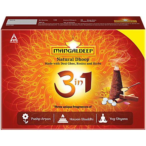 Buy Mangaldeep 3 In 1 Dhoop - Made With Desi Ghee, Resins & Herbs ...