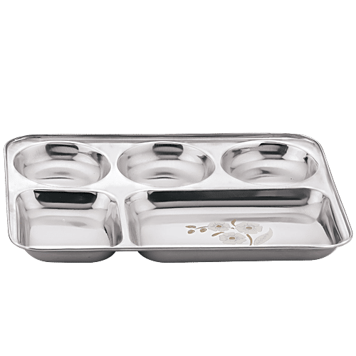 Buy Kitchen Essentials Stainless Steel Compartment Plate - Laser ...