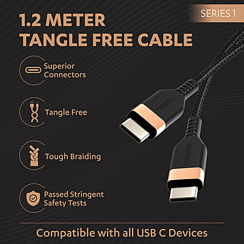 Buy Duracell Type C To Type-C Braided Fast Charging Cable & Data Sync ...