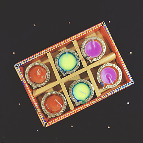 Buy House of Festivals Handcrafted Clay Diyas - Colourful, Hand Painted ...