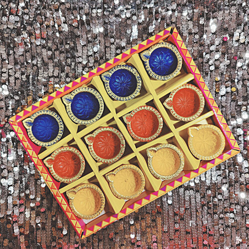 Buy House of Festivals Handcrafted Colourful Clay Diya/Mitti Diya ...