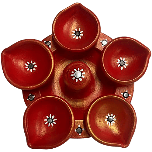 Buy mbc 5 Star Shape Clay Natural Handmade Diwali Diya/ Natural Earthen ...