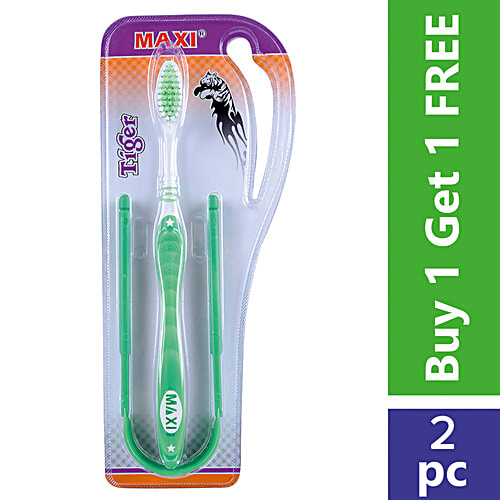 Buy MAXI Tiger Toothbrush & Tongue Cleaner Oral Hygiene Kit ...