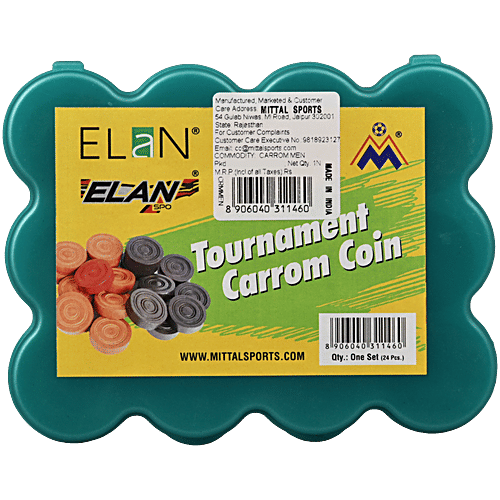 Buy Elan Tournament Carrom Coins - 10 Black & 10 White Coins With 4 ...