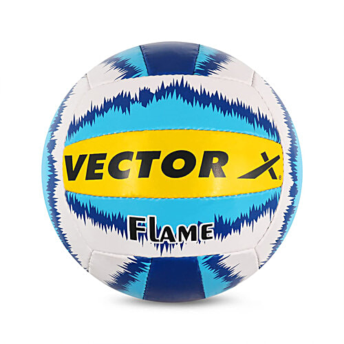 Buy Vector X Flame Handsewn Volleyball - 18 Panels, White, Blue & Yellow, Size-4 Online at Best ...