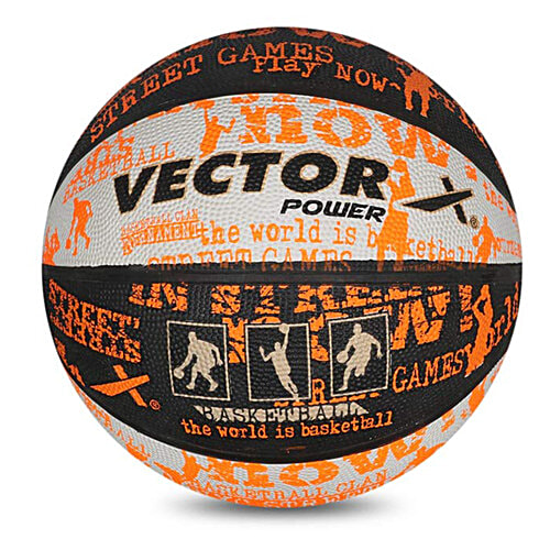 Buy Vector X Power Basketball - Black, White & Orange, Size-7 Online at ...