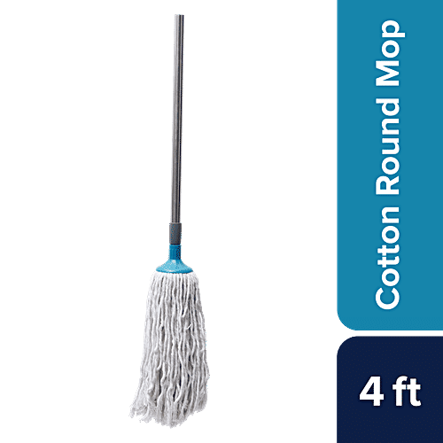 Buy bb home Round Deck Cotton Mop/Wet Mop With 4 ft Stainless Steel Rod ...