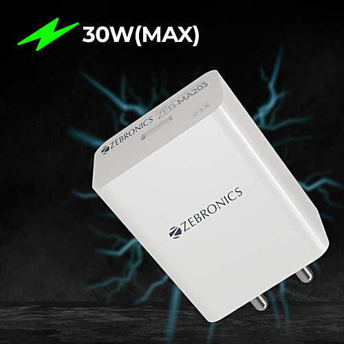 Buy Zebronics MA203 USB Port/Single Port Adapter - 30 Watts, Quick ...