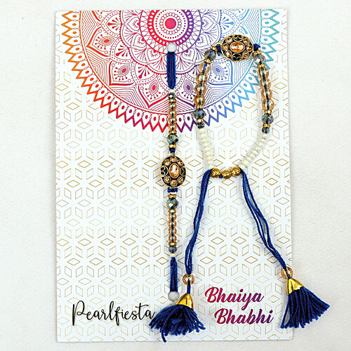 Buy Pearlfiesta Beautiful Designer Bhaiya Bhabhi Rakhi Set - For ...