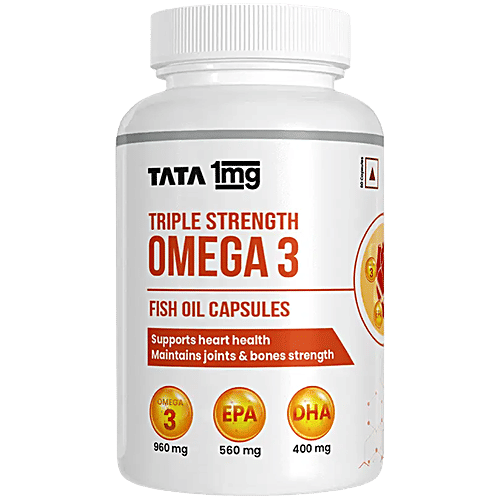 Buy Tata 1mg Triple Strength Omega 3 Capsule For Heart Health & Joints ...