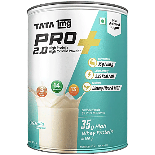 Buy Tata 1mg Pro+ 2.0 High Protein High Calorie Protein Powder Vanilla ...