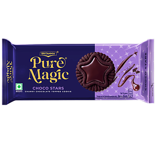 Buy Britannia Pure Magic Choco Stars - Chunky Choco Topped Cookie ...