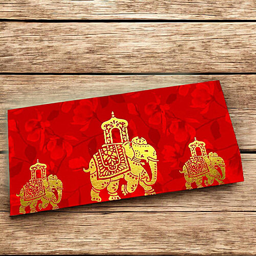 Buy CS Shagun Envelope/Lifafa - Designer Paper, Elephant Design, Red ...