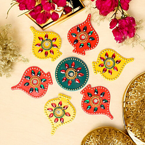 Buy Satvik Kairi Shaped Rangoli Acrylic Sticker Design - D3 Online at ...