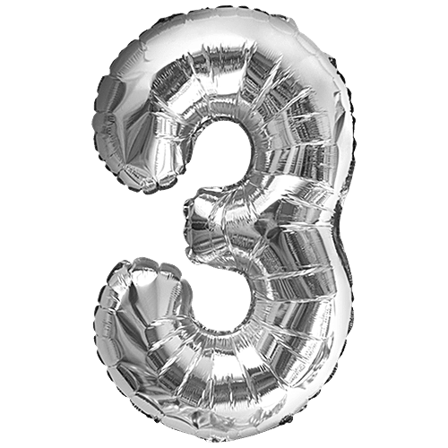 Buy DP Foil Balloon - Number 3, Silver Online at Best Price of Rs 49 ...