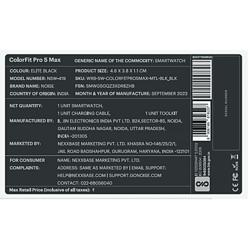 Buy Noise ColorFit Pro 5 Max Smartwatch - Elite Black Online at Best ...