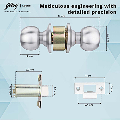 Buy Godrej Locks Classic Keyless Cylindrical Lock - Stainless Steel ...