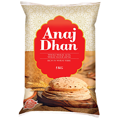 Buy Anaj Dhan Whole Wheat Atta - Rich In Wheat Fibre Online at Best ...