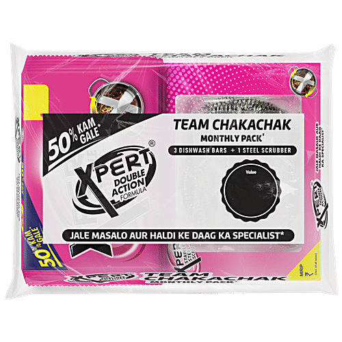 Buy Xpert Dishwash Bars + Steel Scrubber - Monthly Pack Online at Best ...