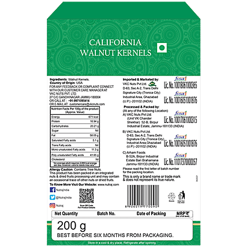 Buy Nutraj Signature Walnut Kernels California 200 Gm Carton Online at the Best Price of Rs 419 ...