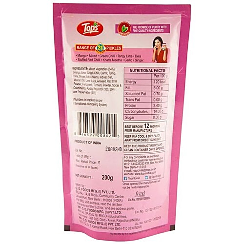 Buy Tops Pickle Mixed 200 Gm Pouch Online at the Best Price of Rs 48 ...