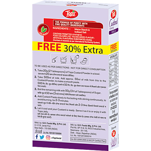 Buy Tops Custard Powder Vanila 100 Gm Carton Online at the Best Price ...